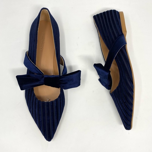 Sundance | Shoes | New Sundance Valeria Bow Pointed Toe Blue Velvet ...